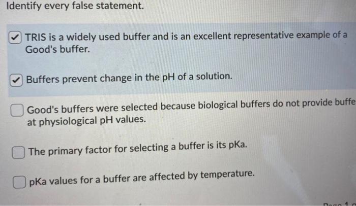 Solved Identify every false statement. TRIS is a widely used | Chegg.com