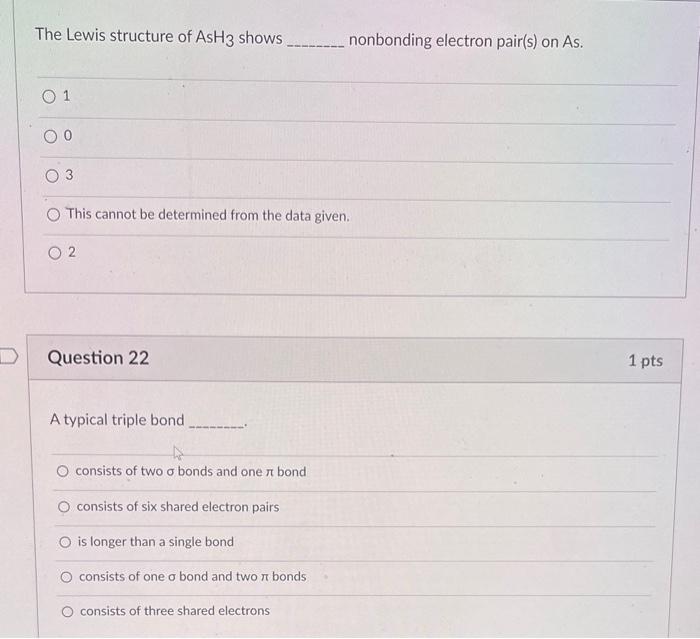 Solved The Lewis structure of AsH3 shows nonbonding electron | Chegg.com