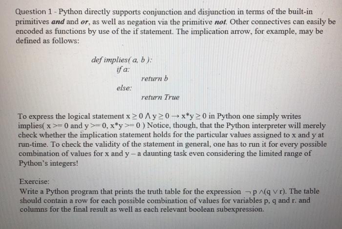 Solved Question 1 Python Directly Supports Conjunction And 