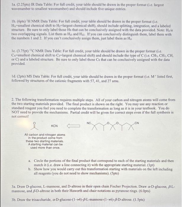 Solved 1. Use the 'H NMR, 3C NMR, mass spectrometry and IR | Chegg.com