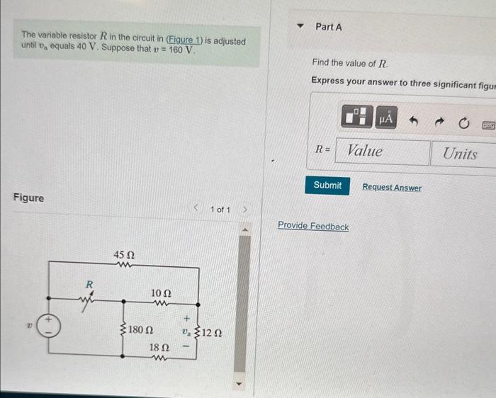 Solved The variable resistor R in the circuit in (Figure 1 ) | Chegg.com