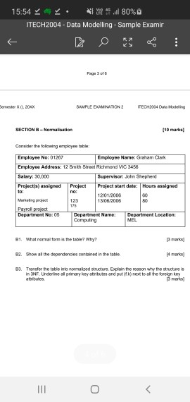 15:54 19. 80% ITECH2004 - Data Modelling - Sample | Chegg.com