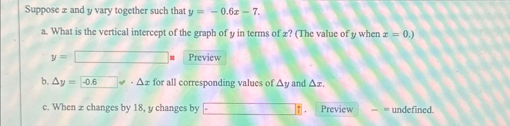 Solved Suppose x ﻿and y ﻿vary together such that | Chegg.com