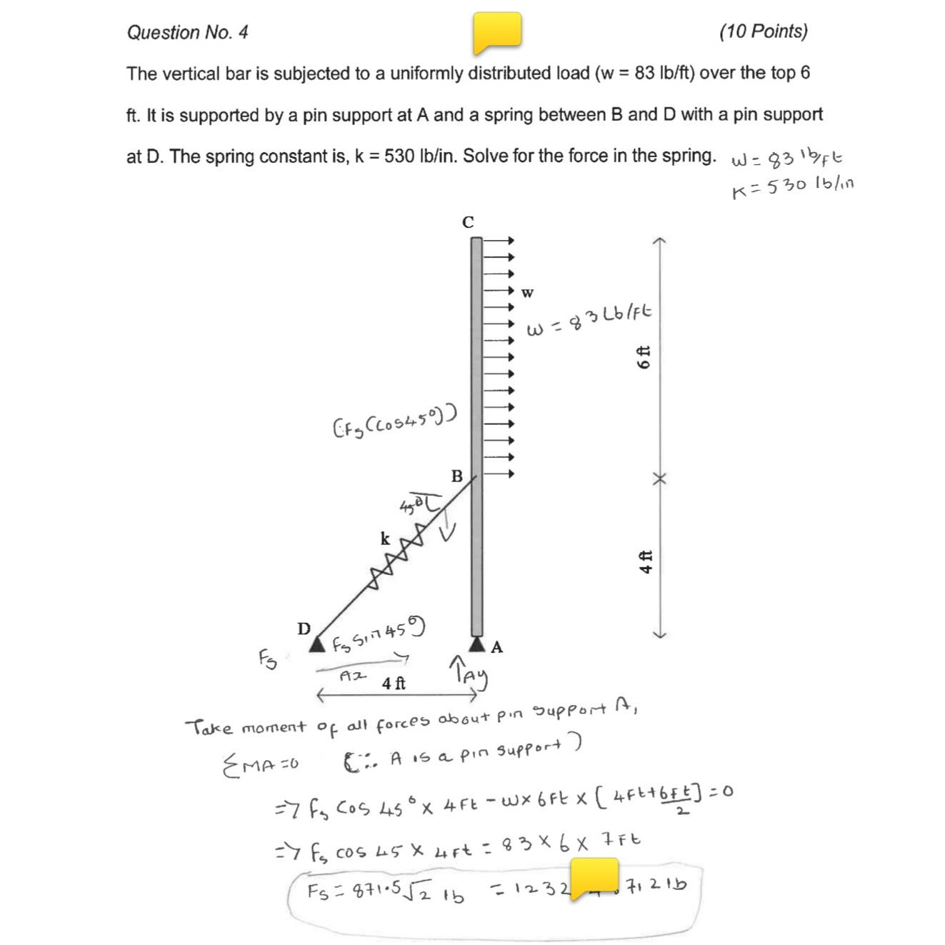 Solved Question No. 4(10 ﻿Points)The vertical bar is | Chegg.com
