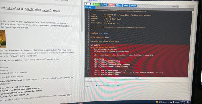 Solved ent 10 -Wizard identification using Classes | Chegg.com