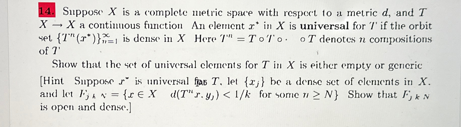 Suppose x ﻿is a complete metric space with respect to | Chegg.com