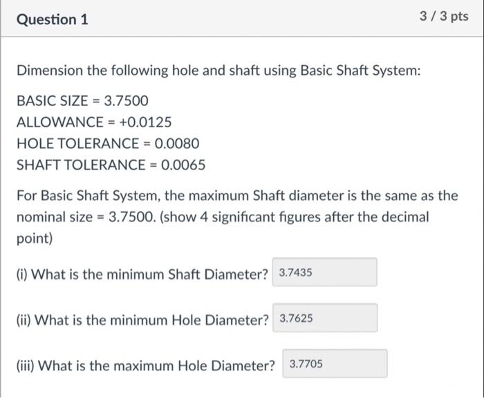 Solved Dimension the following hole and shaft using Basic | Chegg.com