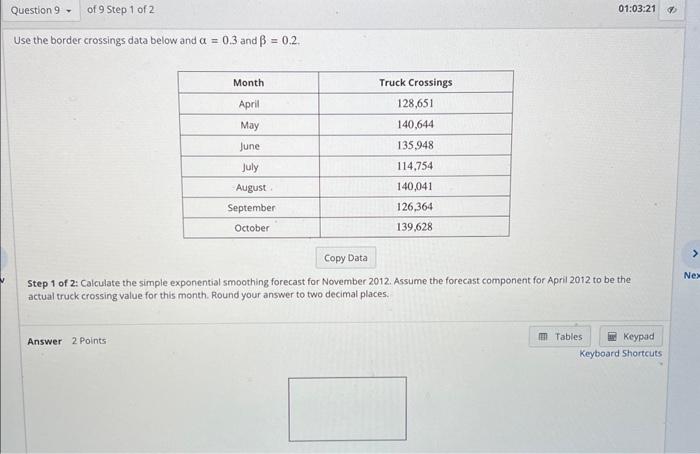 Solved Use the border crossings data below and α=0.3 and | Chegg.com