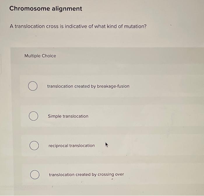 Solved Chromosome alignment A translocation cross is | Chegg.com