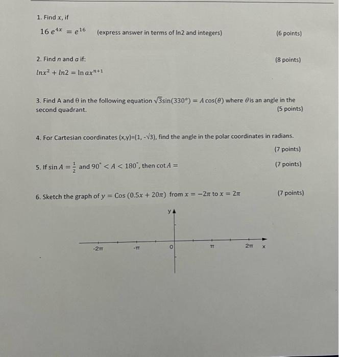 Solved 16e4x=e16 (express answer in terms of ln2 and | Chegg.com