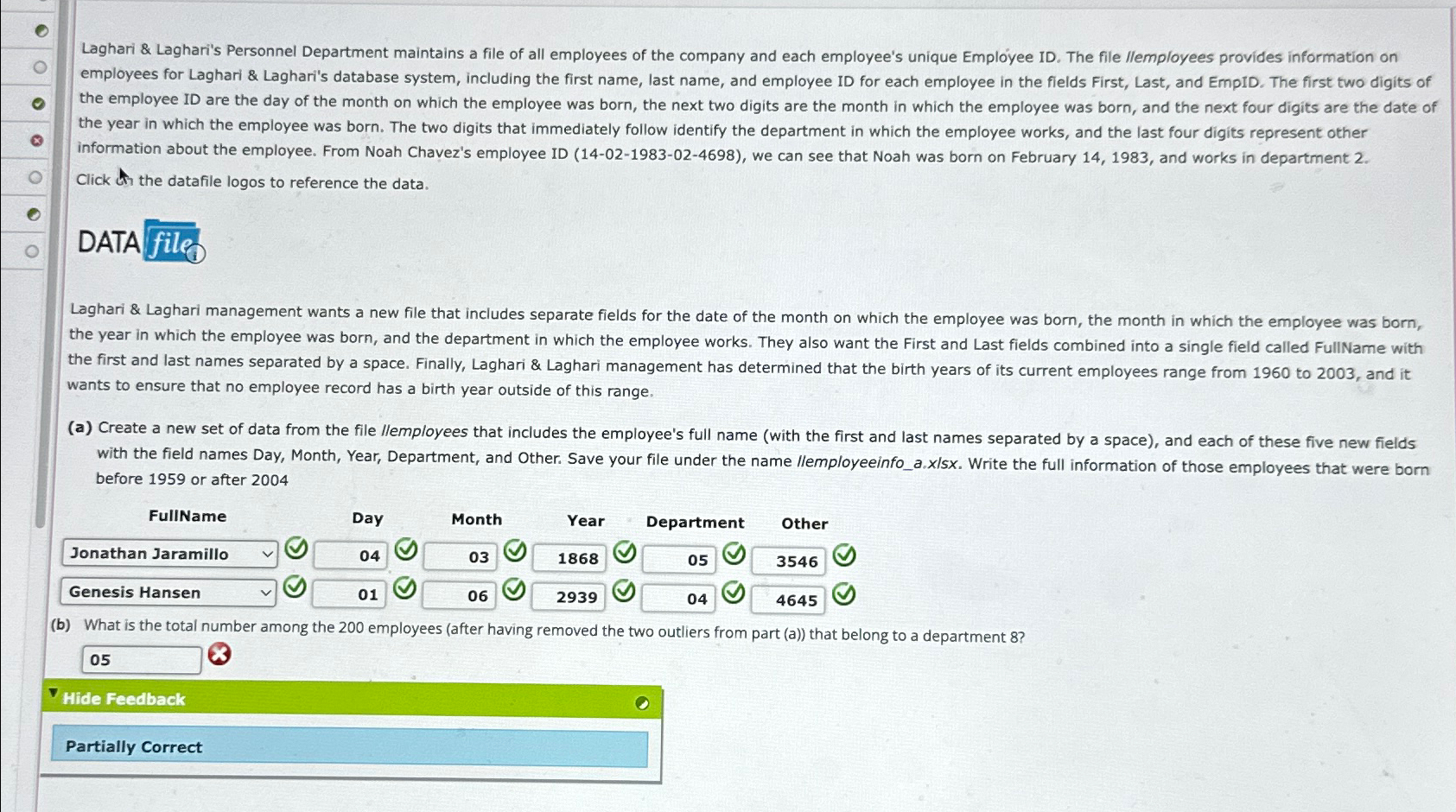 Click the datafile logos to reference the data.DATA | Chegg.com