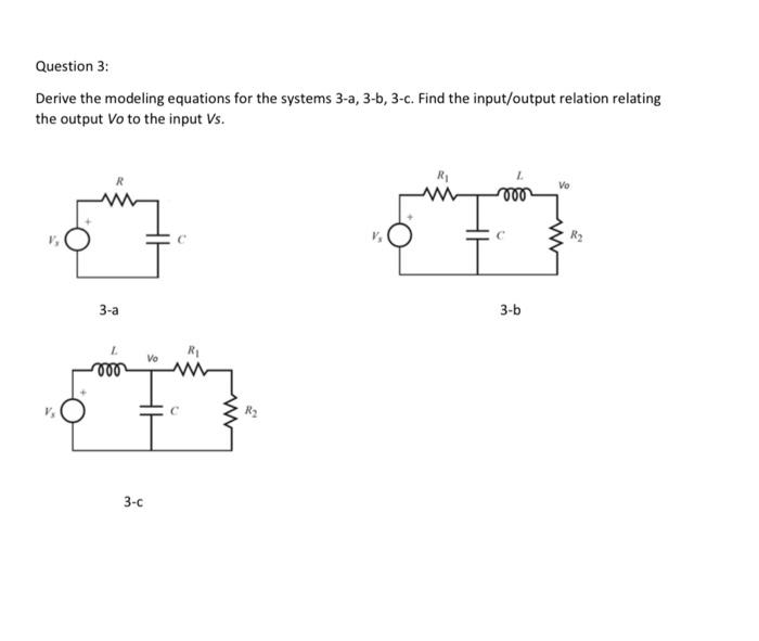 Solved Derive the modeling equations for the systems 3-a, | Chegg.com