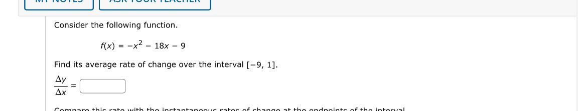 Solved Consider The Following Function F X X2 18x 9find