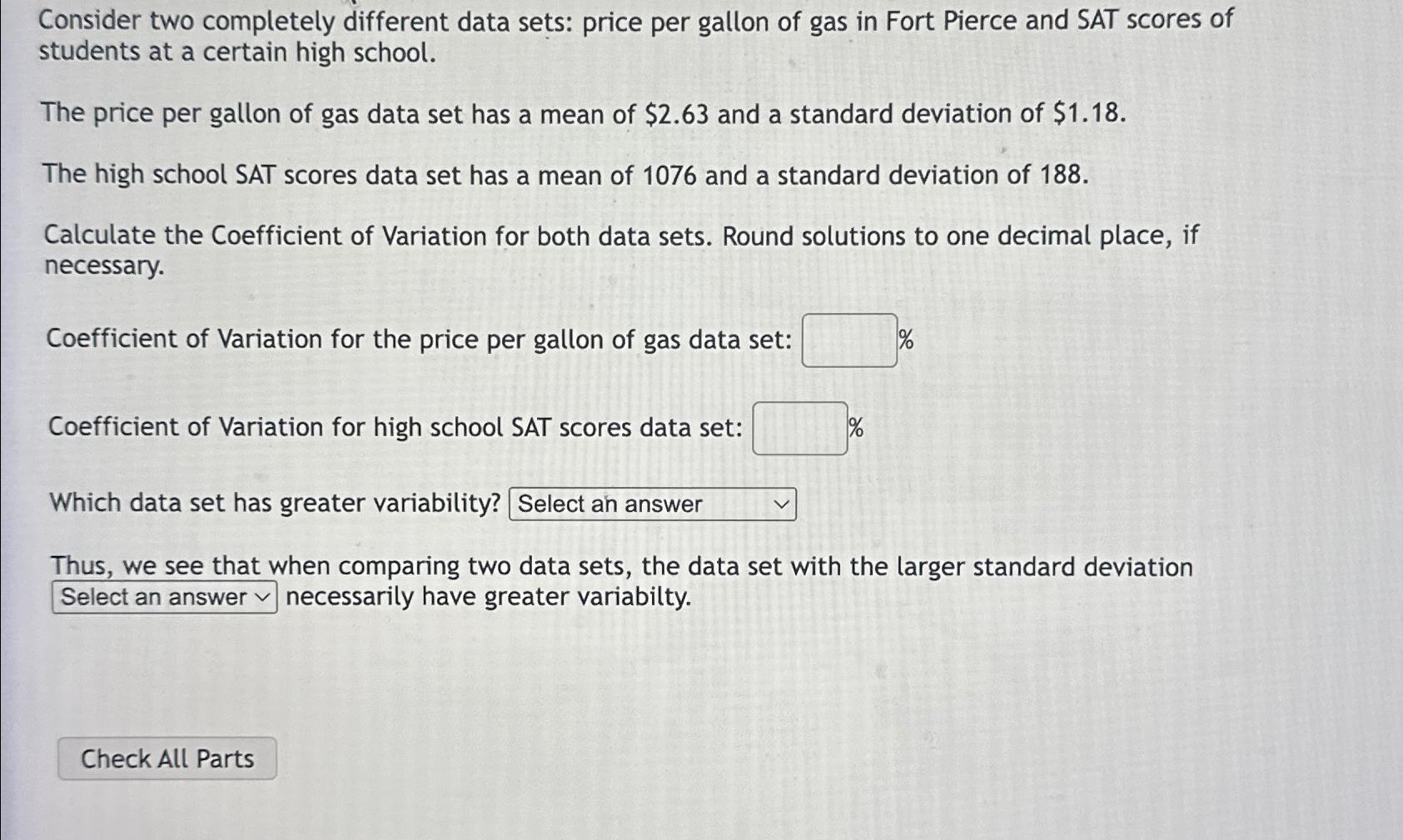 Solved Consider two completely different data sets: price | Chegg.com