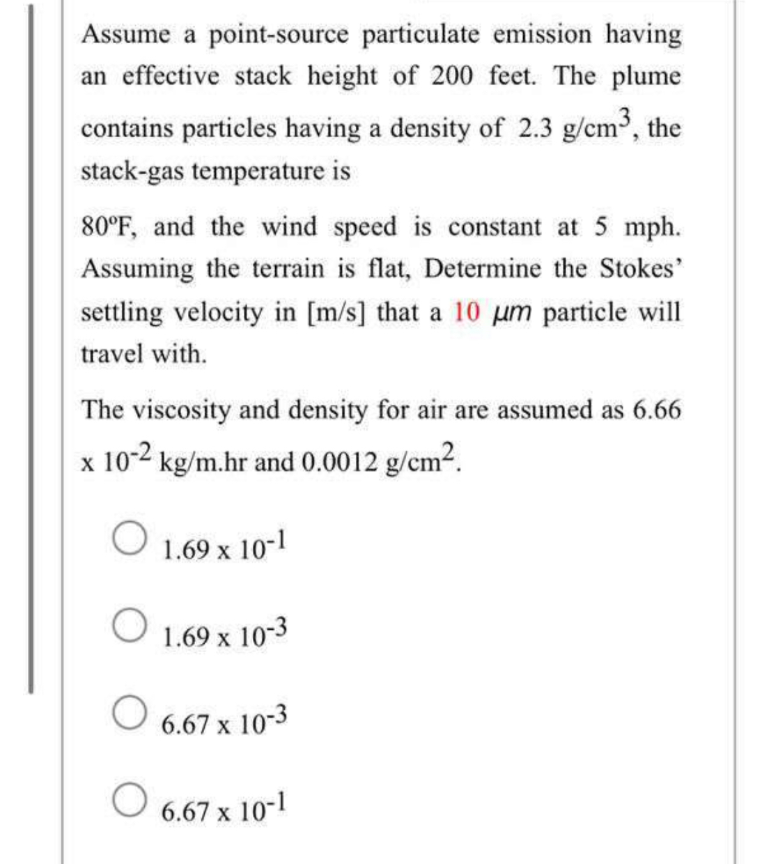 Solved Assume a point-source particulate emission having an | Chegg.com