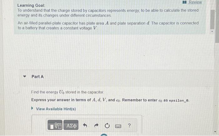Solved Learning Goal: To understand that the charge stored | Chegg.com