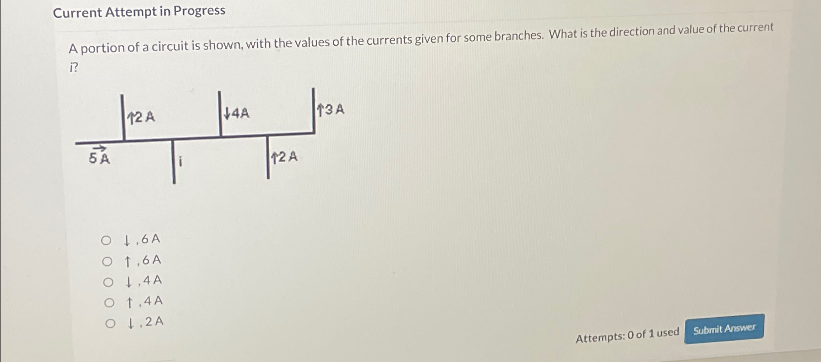 Solved Current Attempt in ProgressA portion of a circuit is | Chegg.com