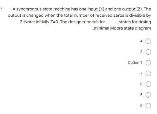 Solved * A synchronous state machine has one input (X) and | Chegg.com