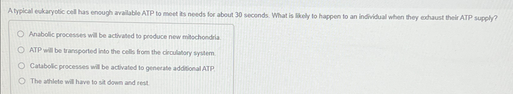 Solved A typical eukaryotic cell has enough available ATP to | Chegg.com