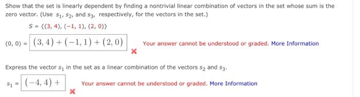 Solved Show that the set is linearly dependent by finding a | Chegg.com