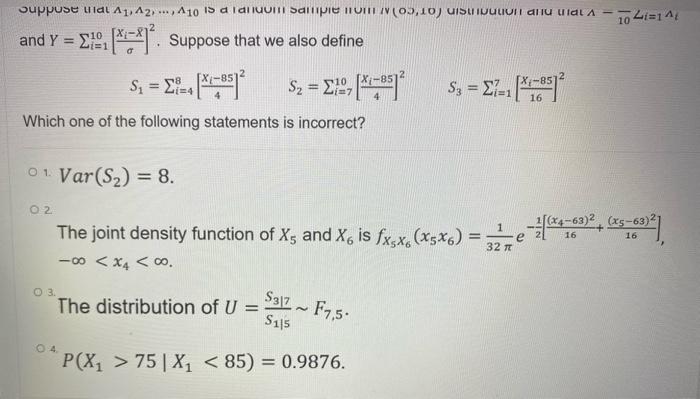 Suppose that X1,X2,…,X10 is a random sample from | Chegg.com