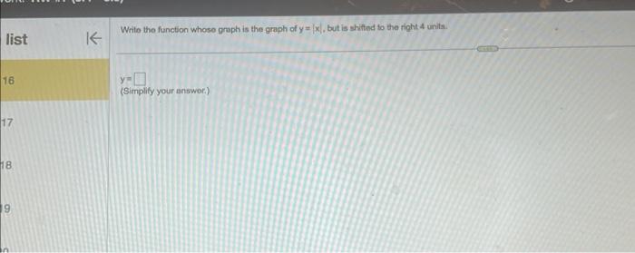 Writo the function whose greph is the graph of y=∣x∣, | Chegg.com
