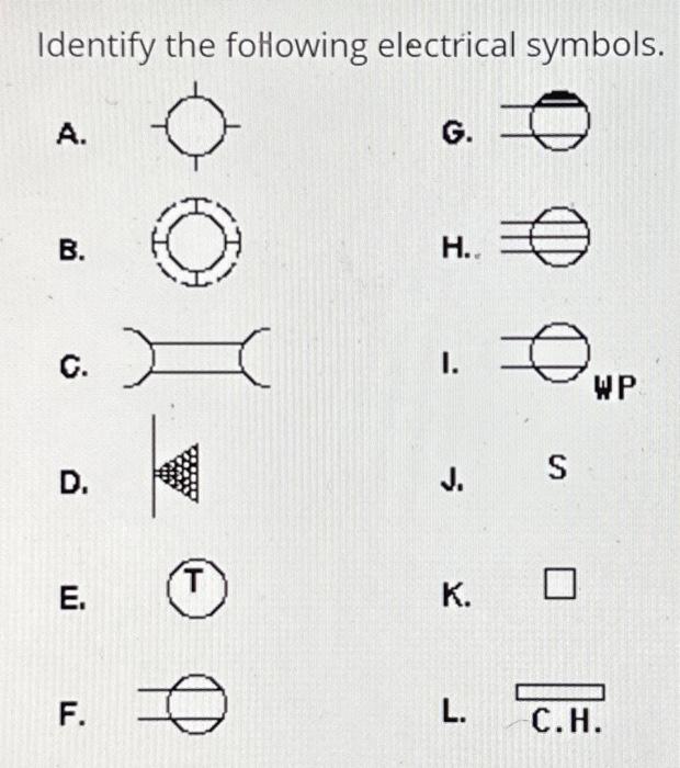 Solved Identify the following electrical symbols. A. G. B. | Chegg.com