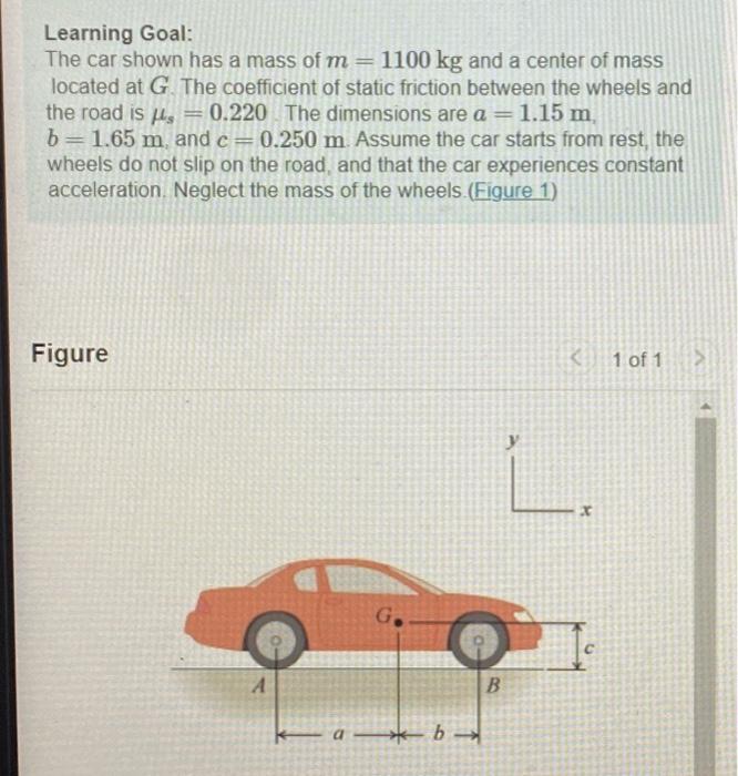 Solved Learning Goal: The car shown has a mass of m=1100 kg | Chegg.com