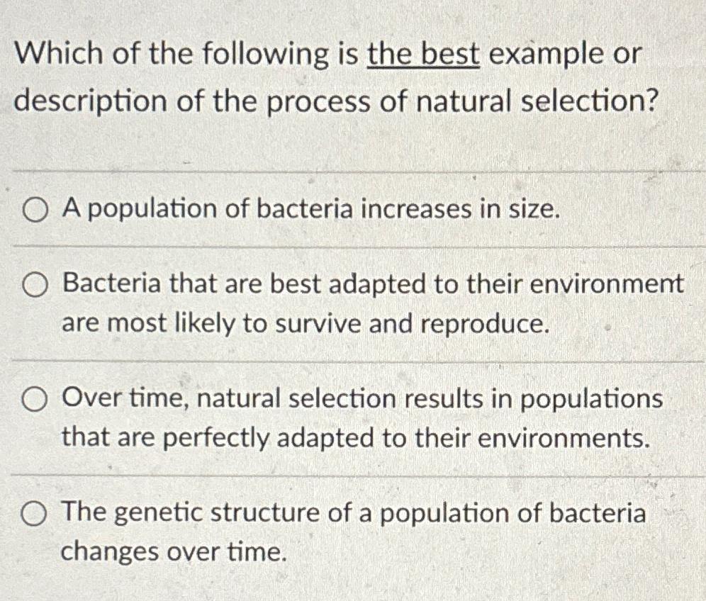 Solved Which of the following is the best example or | Chegg.com