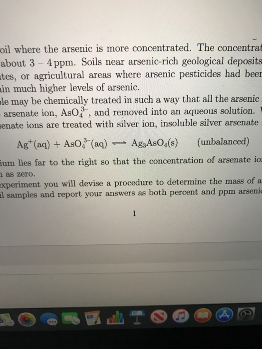 Solved oil where the arsenic is more concentrated. The | Chegg.com