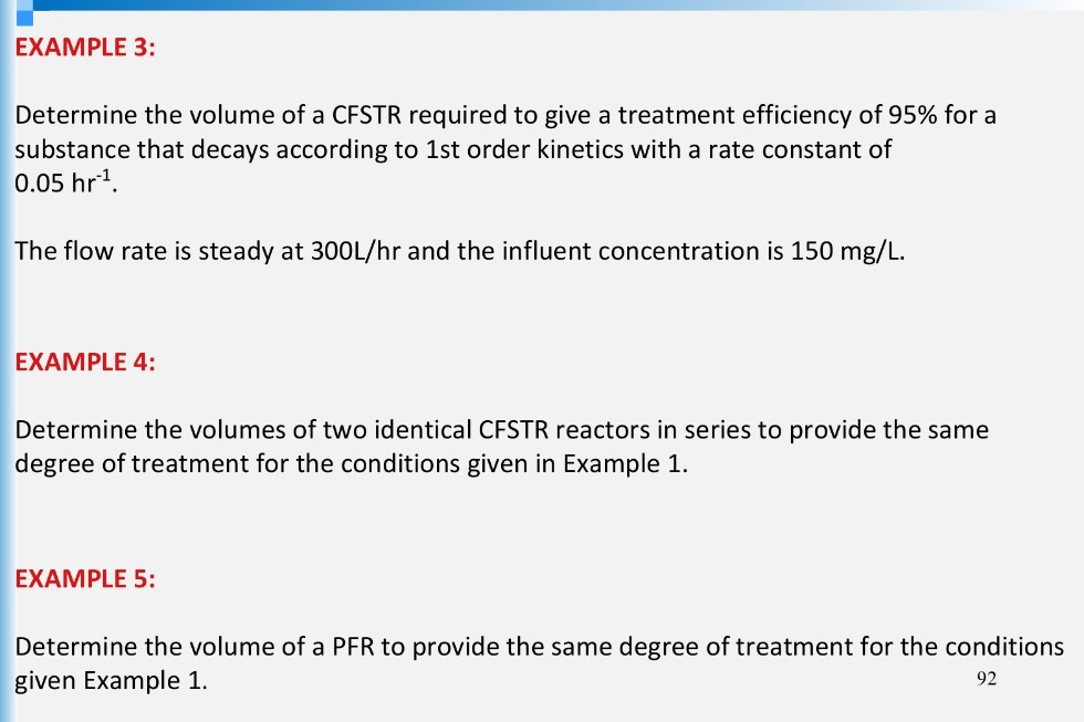 Solved EXAMPLE 3:Determine the volume of a CFSTR required to | Chegg.com