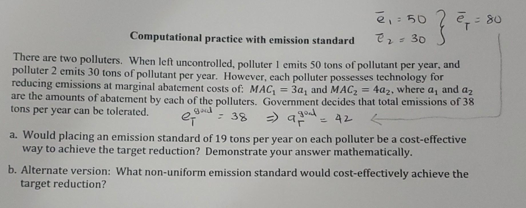 Solved Computational practice with emission standard | Chegg.com