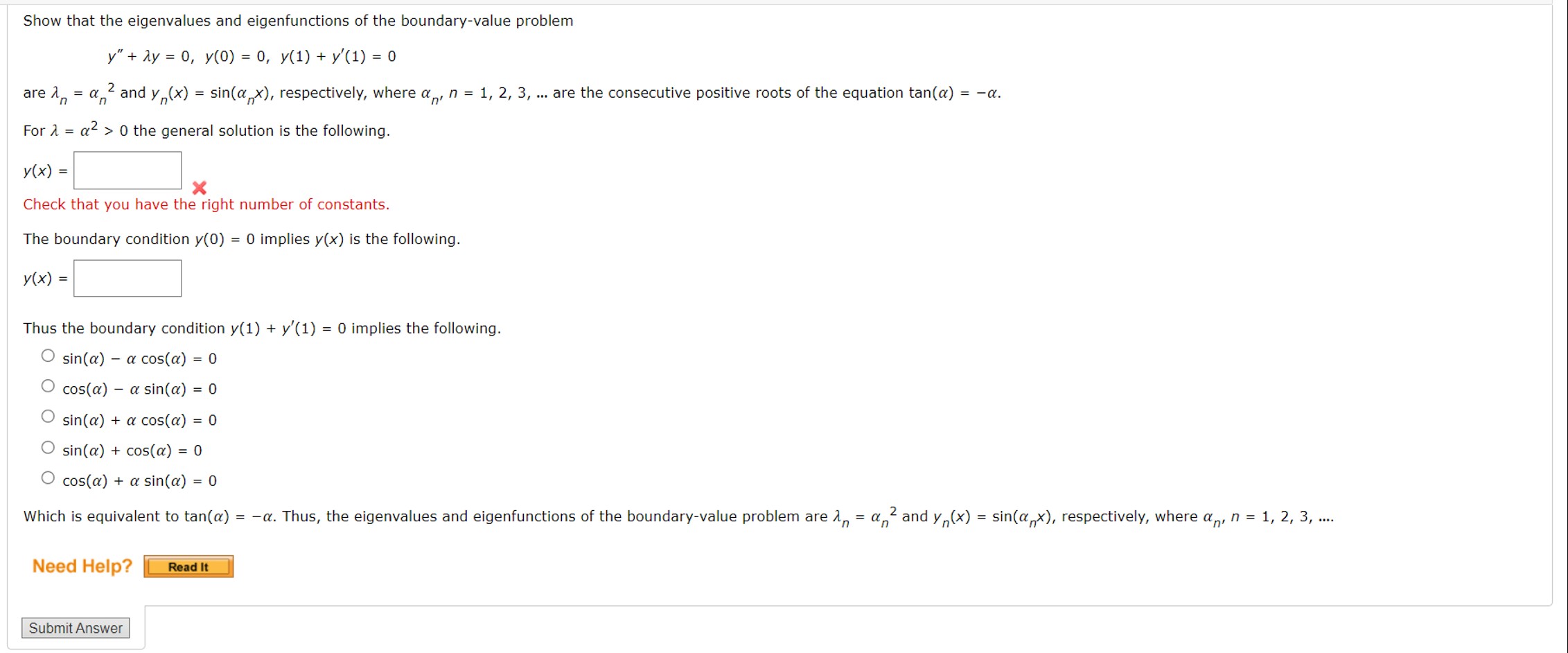 Solved Show that the eigenvalues and eigenfunctions of the | Chegg.com