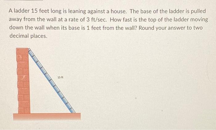 Solved A ladder 15 feet long is leaning against a house. The | Chegg.com