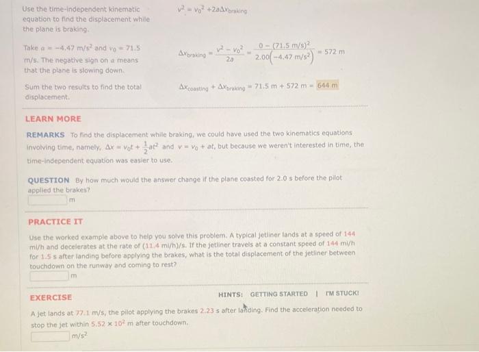 Solved Use the time-independent kinematic equation to find | Chegg.com