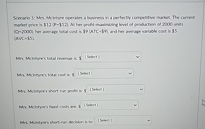 Solved Scenario 1: Mrs. ﻿Mcintyre operates a business in a | Chegg.com