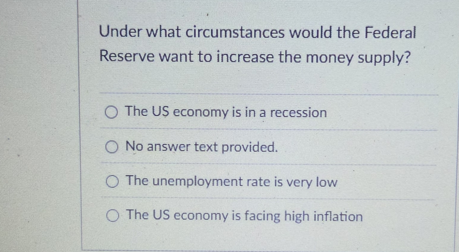 Solved Under what circumstances would the Federal Reserve | Chegg.com