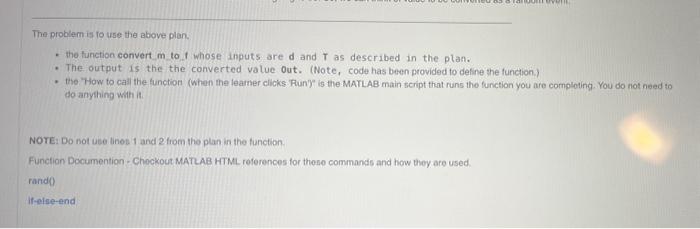 Solved 5. a) Convert to feet b) Display the result f=(3.2808 | Chegg.com