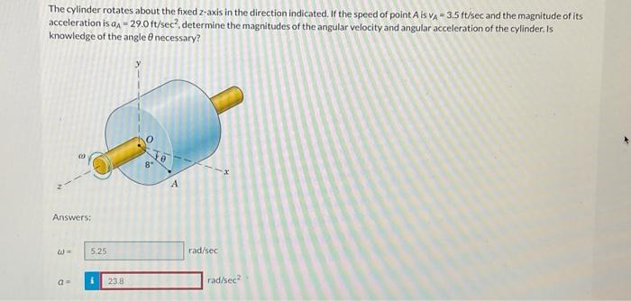 Solved The cylinder rotates about the fixed z-axis in the | Chegg.com