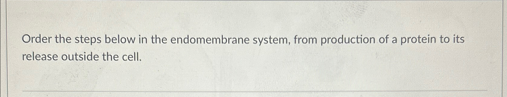 Solved Order the steps below in the endomembrane system, | Chegg.com