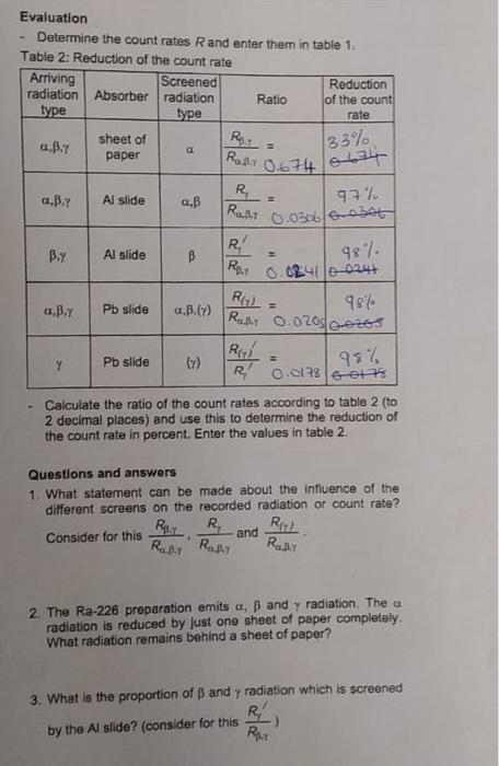 Solved 133% a Evaluation Determine the count rates R and | Chegg.com