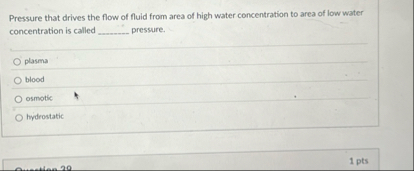 Solved Pressure that drives the flow of fluid from area of | Chegg.com