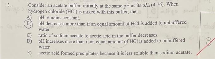 Solved Consider An Acetate Buffer Initially At The Same Ph