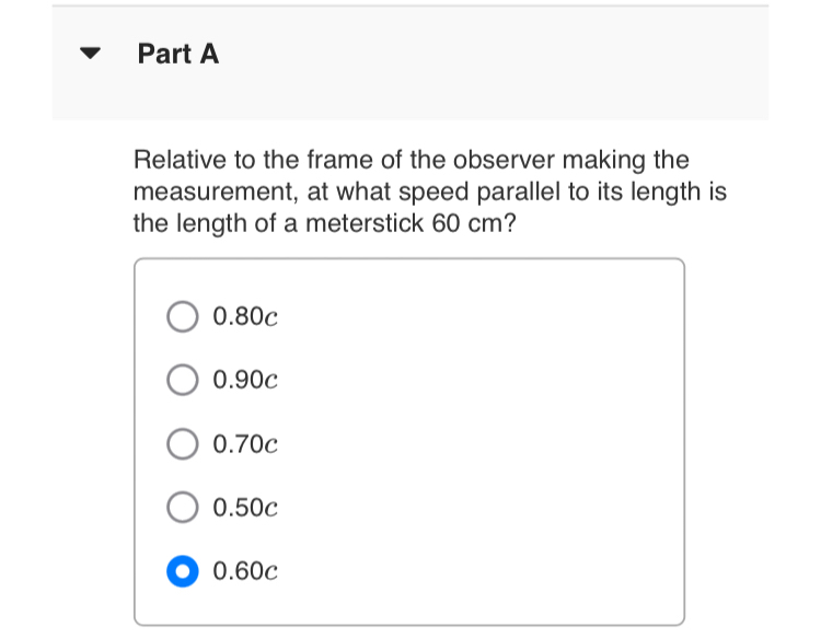 Solved Part ARelative to the frame of the observer making | Chegg.com