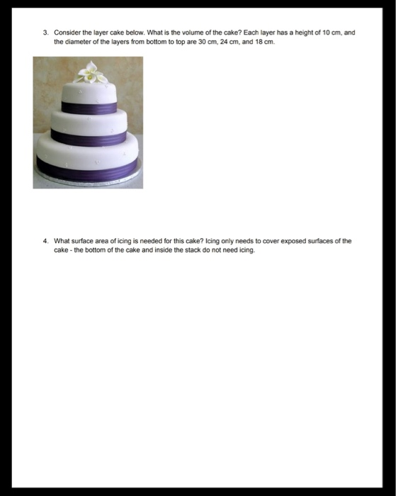 Solved 3. Consider the layer cake below. What is the volume | Chegg.com