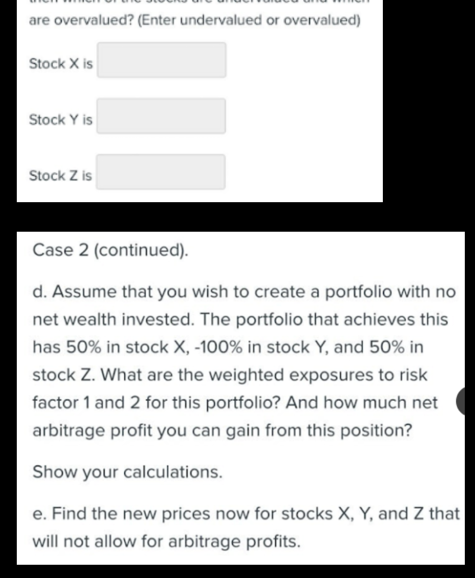 Solved Case 2. Consider the three stocks, stock X, stock Y | Chegg.com