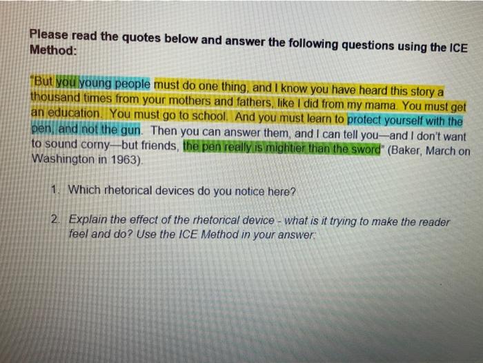 Solved Please read the quotes below and answer the following | Chegg.com