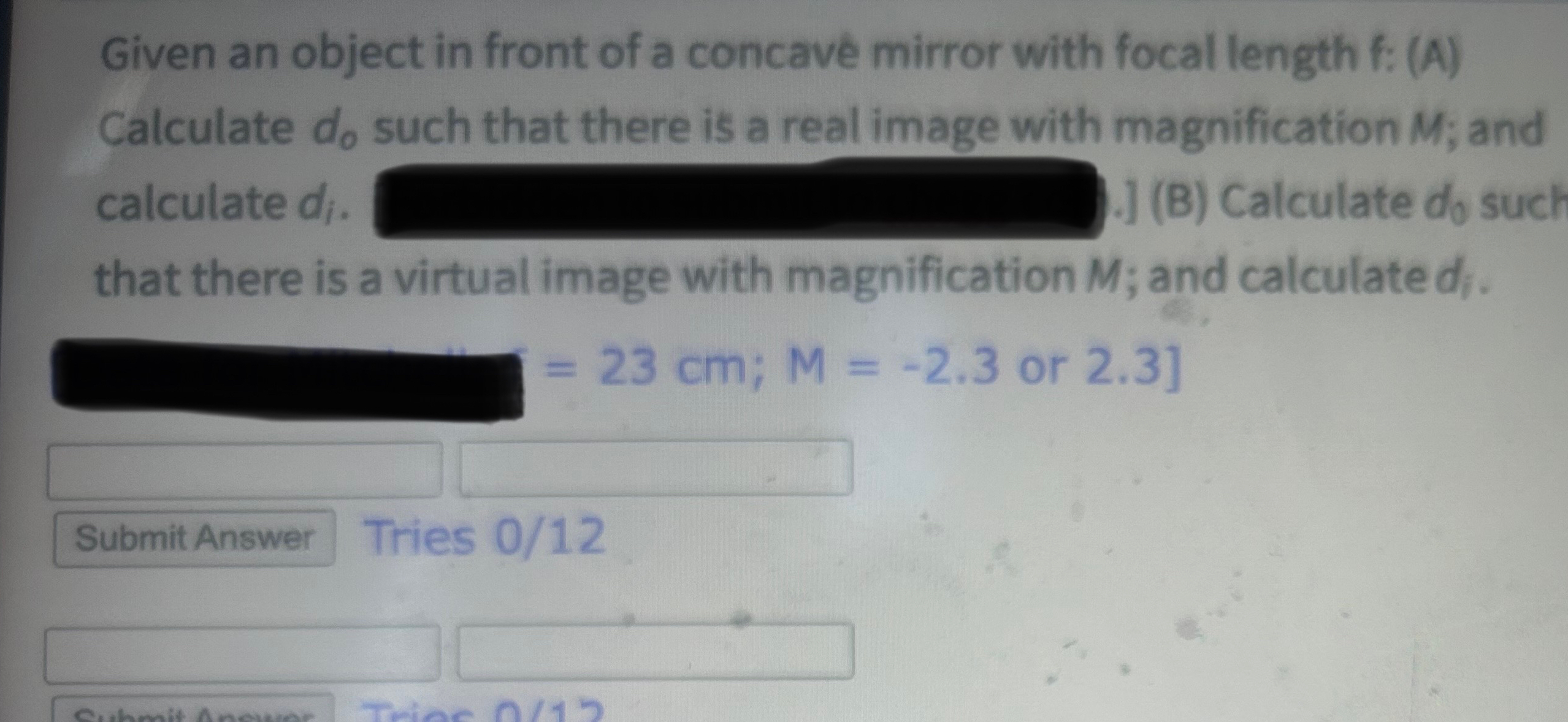 Solved Given an object in front of a concavê ﻿mirror with | Chegg.com