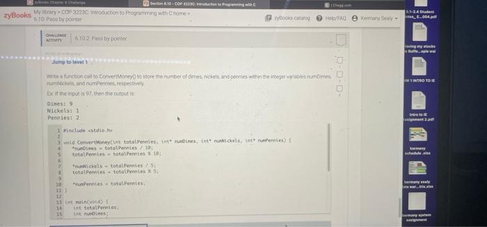 Solved zyBooks Chapter My library COP 3223C introduction to | Chegg.com