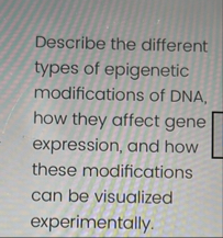 Solved Describe the different types of epigenetic | Chegg.com